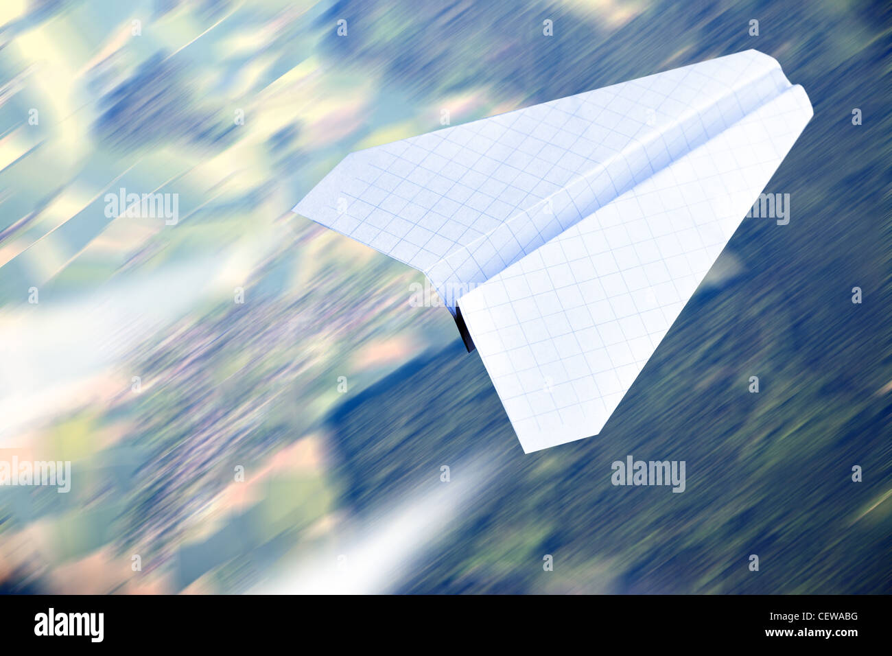 Aerial view in motion blur and paper plane flying Stock Photo - Alamy