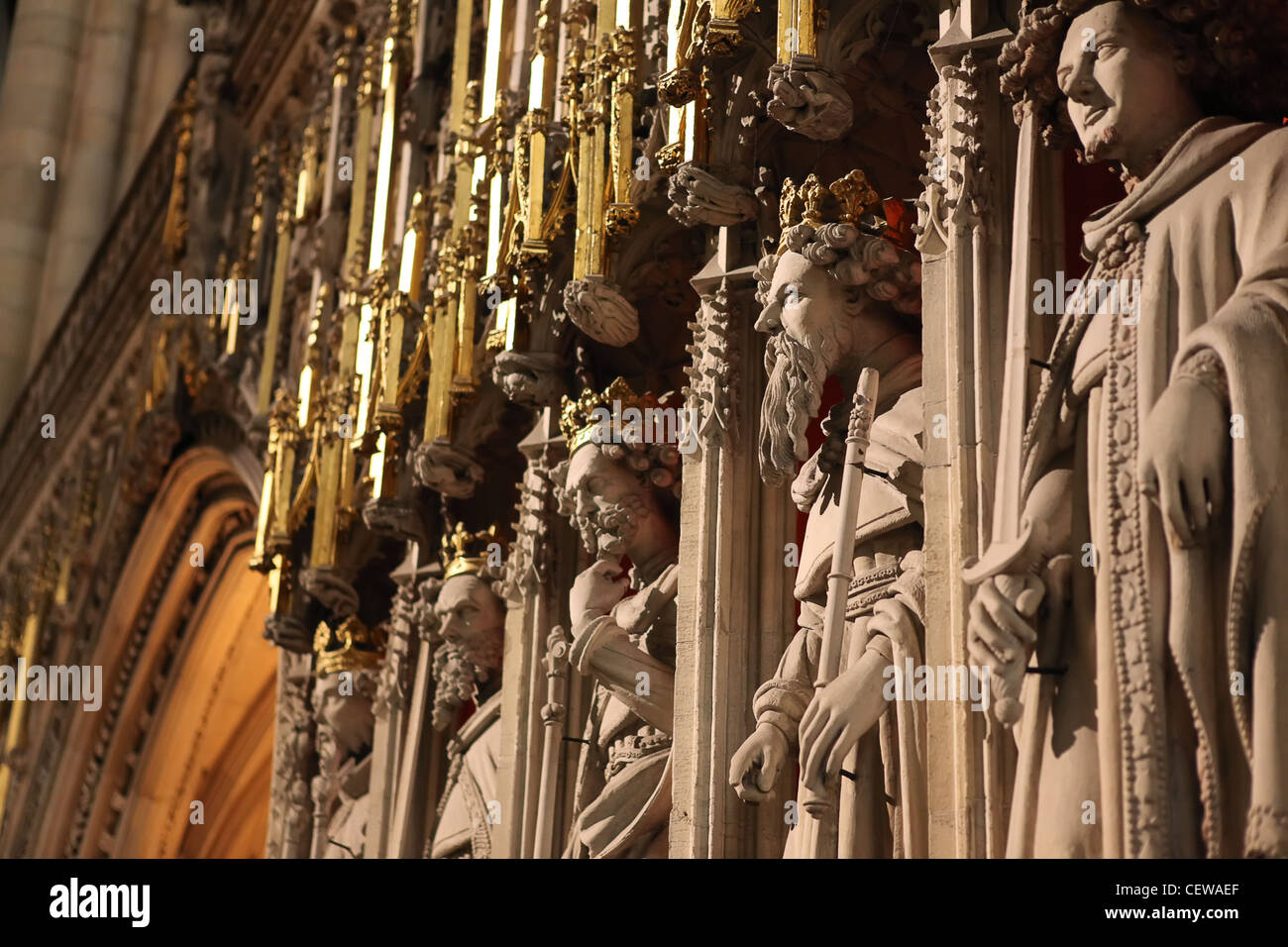 Choir screen in York Minster depicting Kings of England, York, North ...