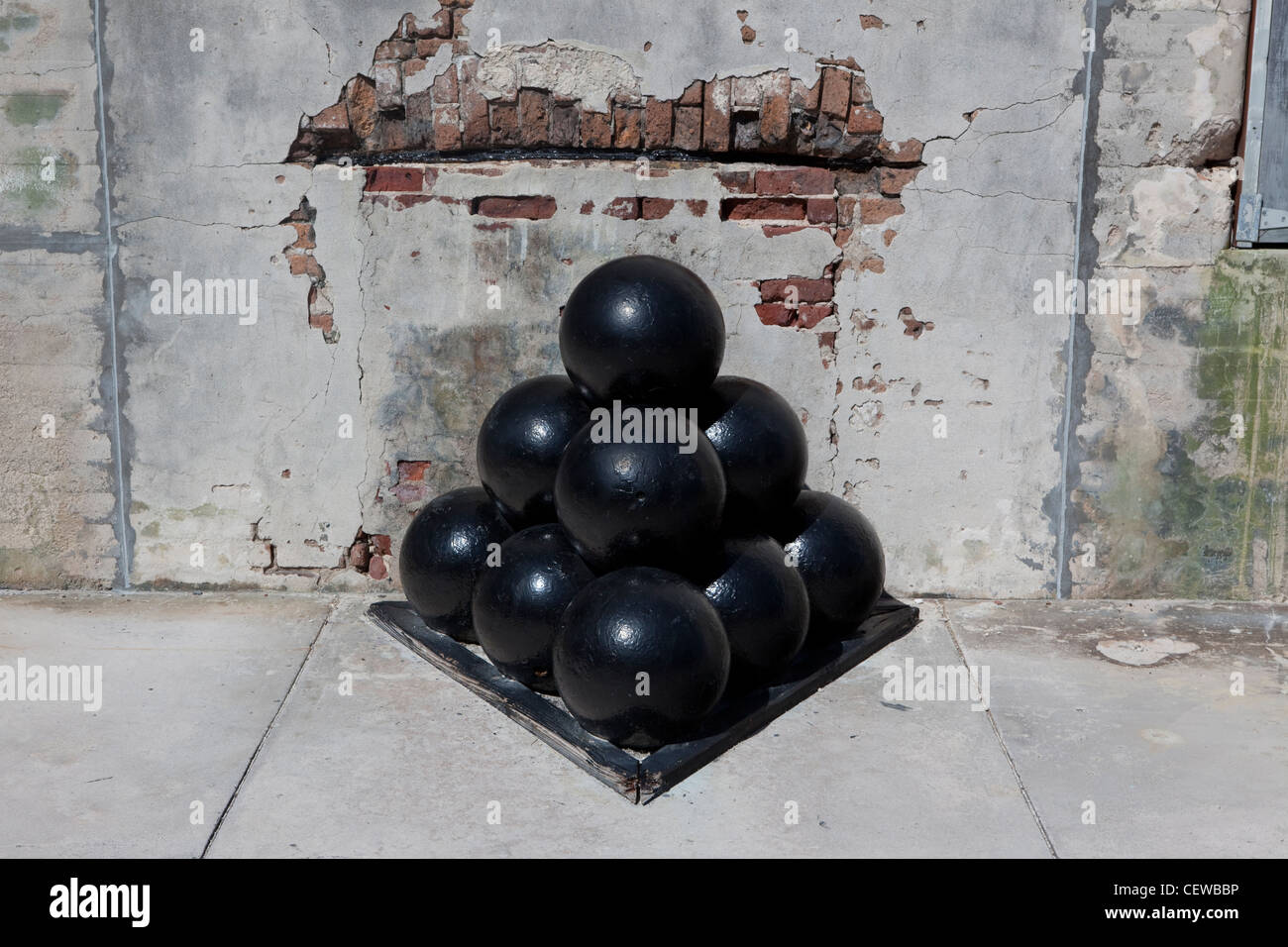 Old Cannon balls at Fort Zachary Taylor, Key West, Florida, USA Stock ...