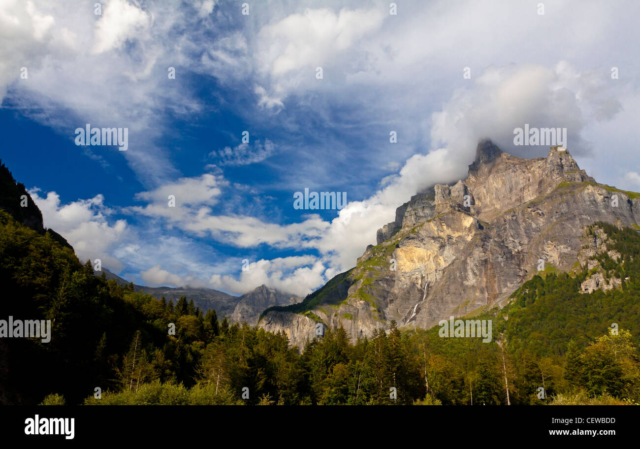 Limestone mountain peaks at Sixt Fer a Cheval near Samoens in the ...