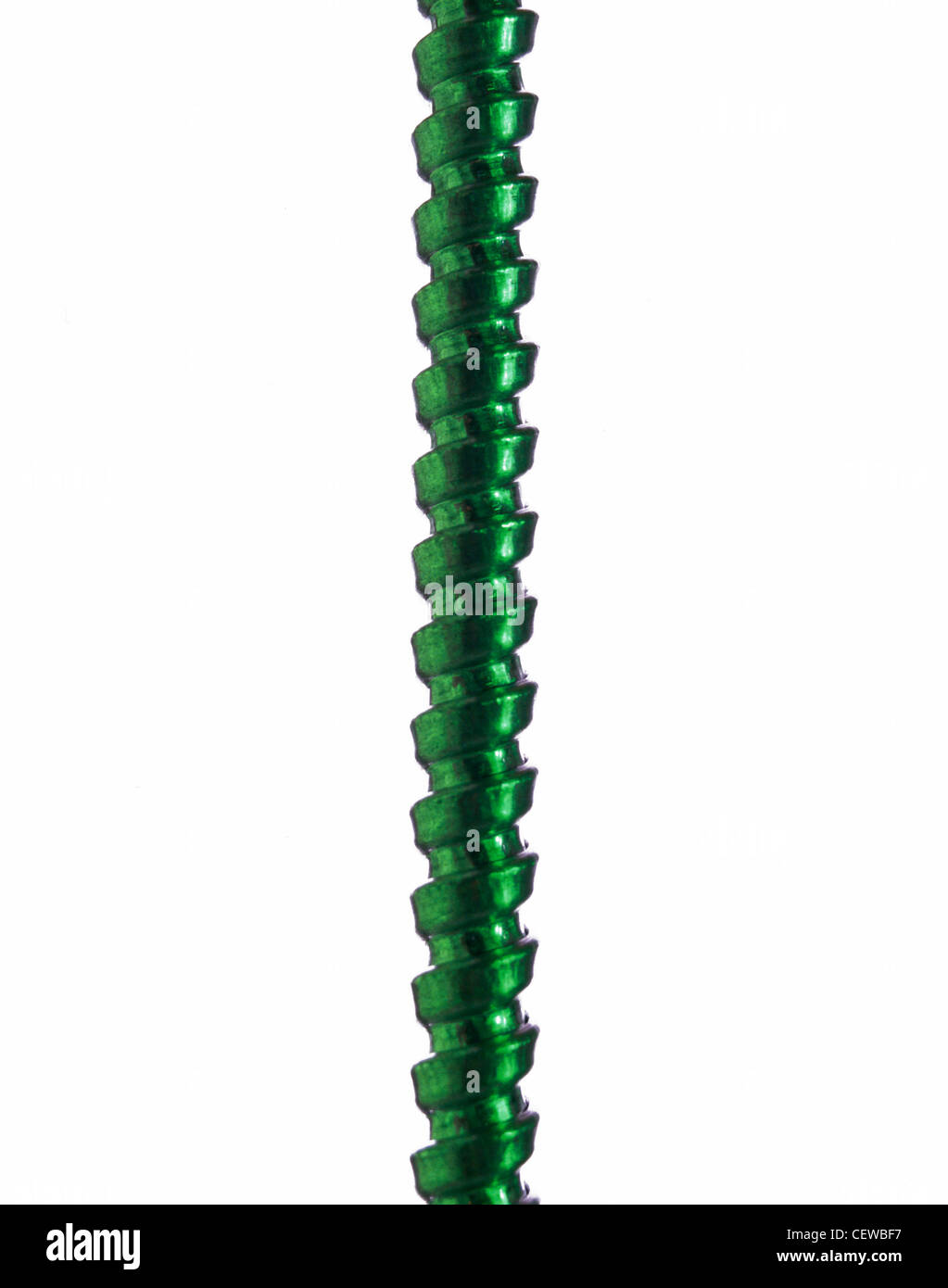 A green metal electrical tube or pipe on a white background Stock Photo ...