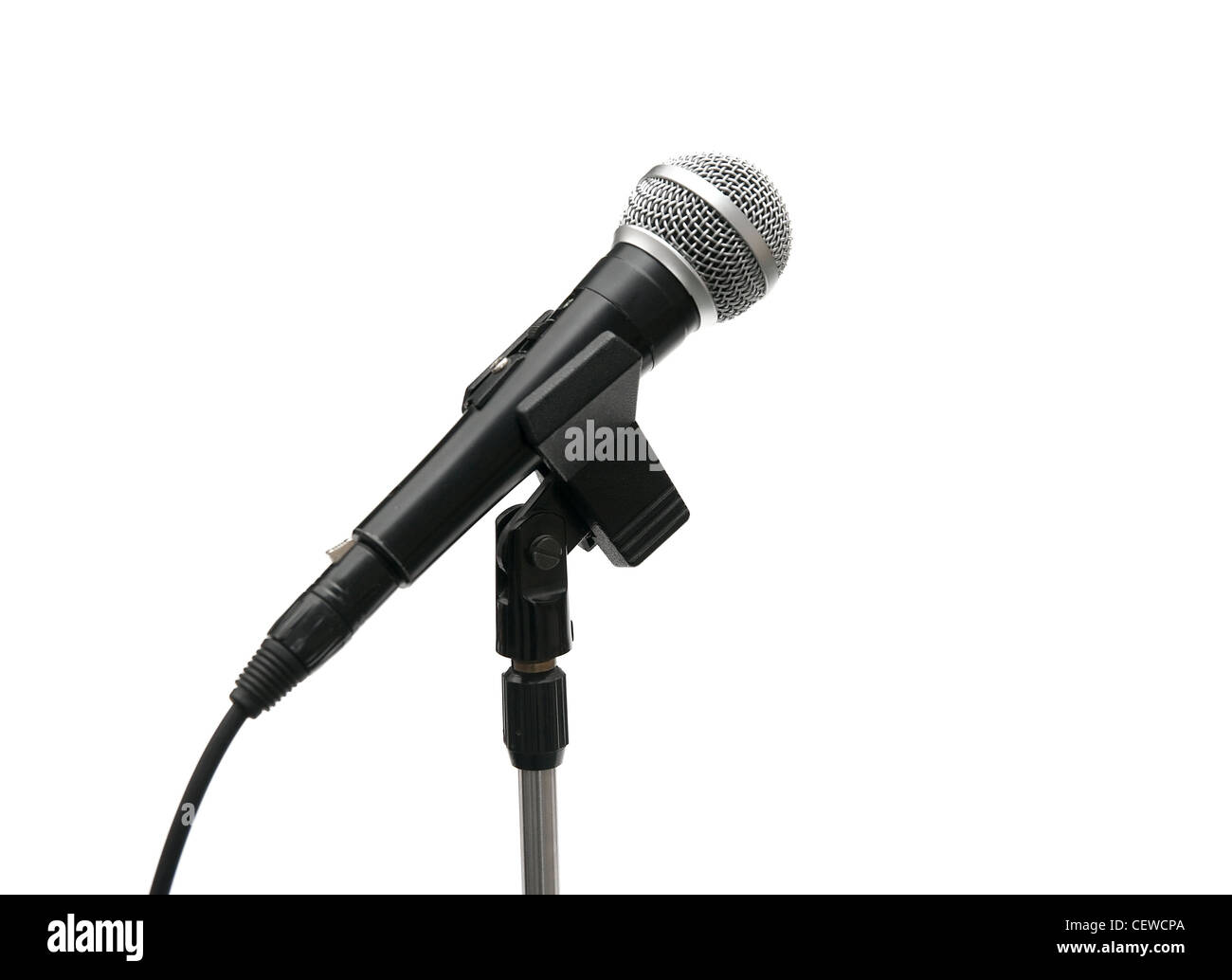 Microphone on stand isolated on white Stock Photo - Alamy