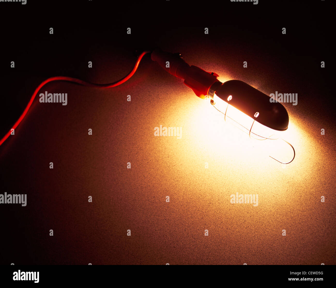 A utility work light on a surface. Bright light glowing Stock Photo - Alamy