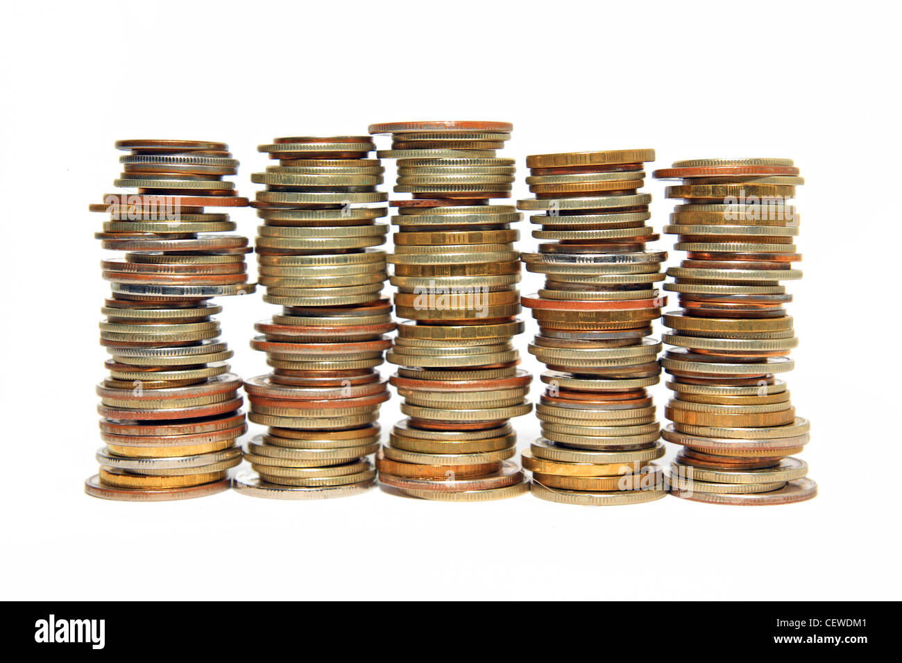 coins on white background Stock Photo - Alamy