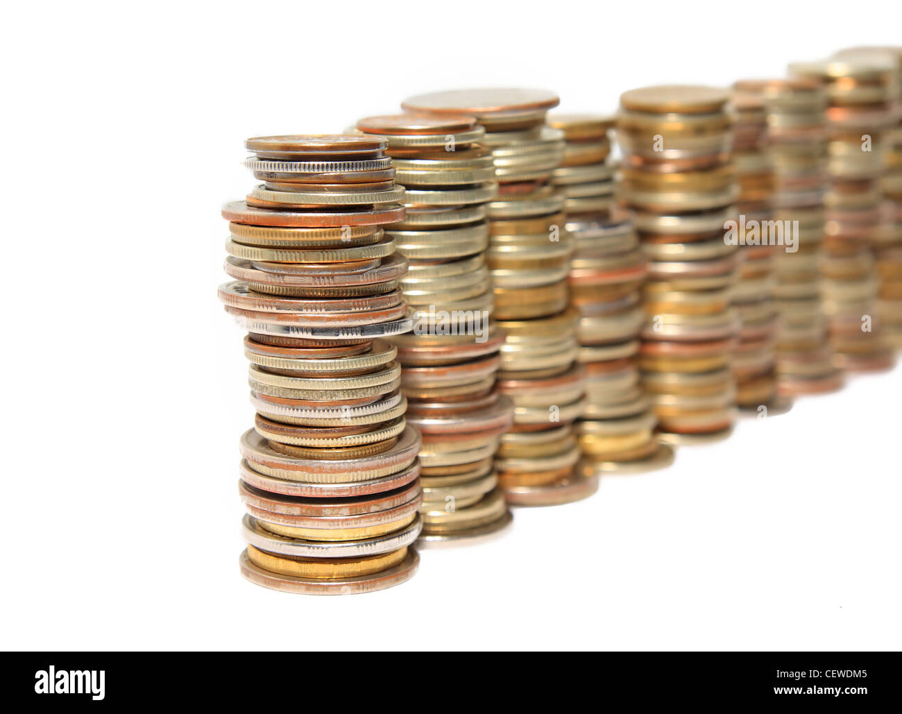 coins on white background Stock Photo - Alamy