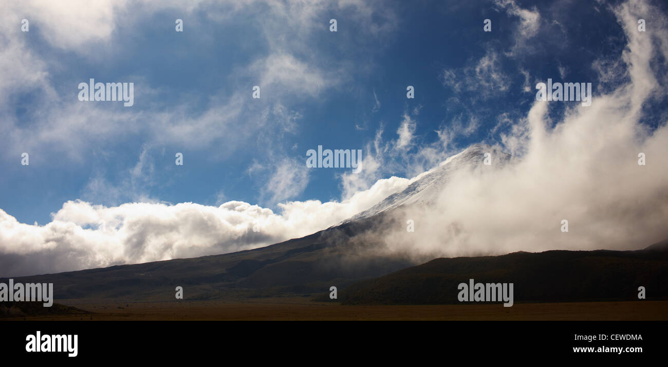 Cotopaxi, The highest active volcano in Ecuador, sunny weather, clouds ...