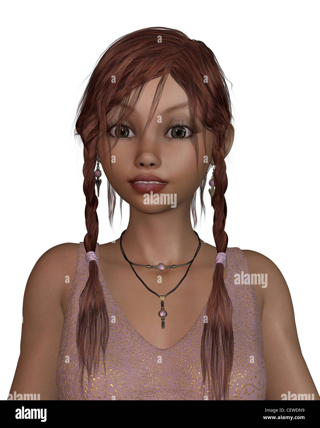 Cute Girl with Braids Portrait Stock Photo - Alamy