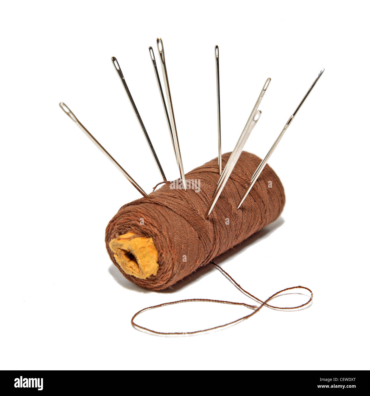 Sewing thread needle on Cut Out Stock Images & Pictures - Alamy