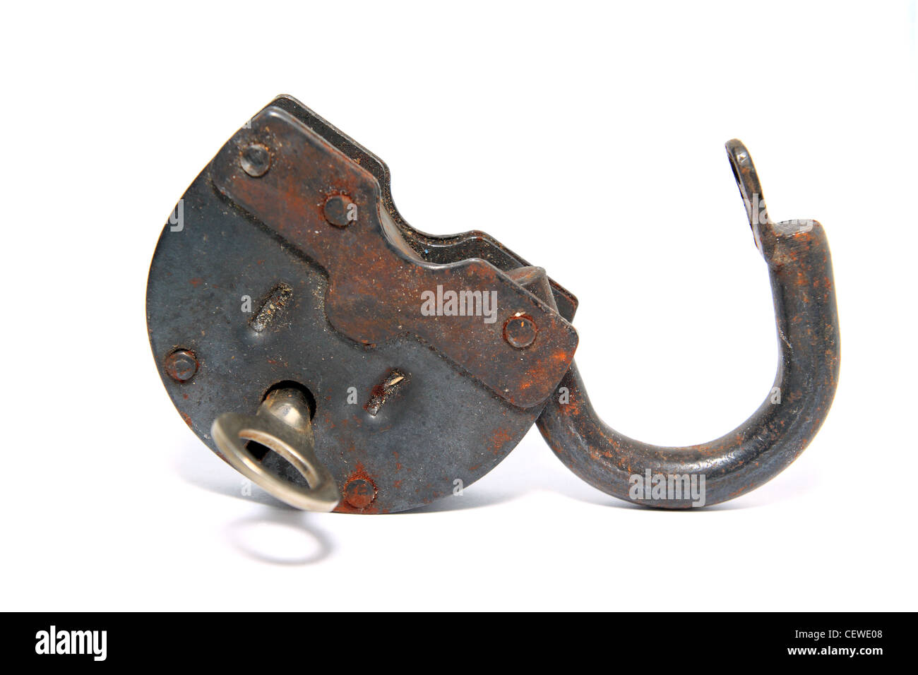 old lock on white background Stock Photo - Alamy