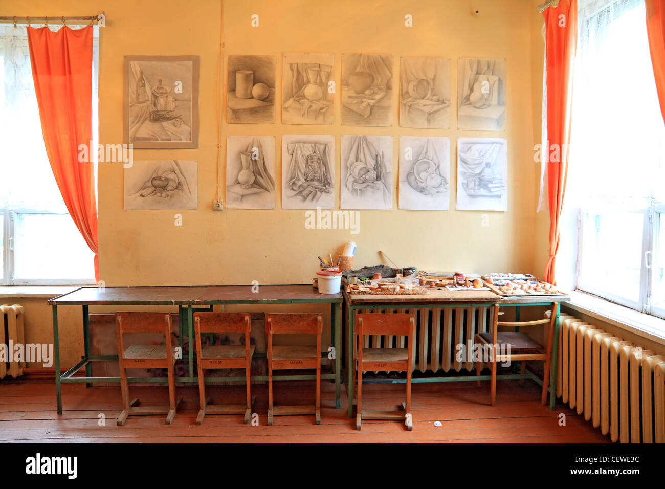 artist studio near light window Stock Photo - Alamy