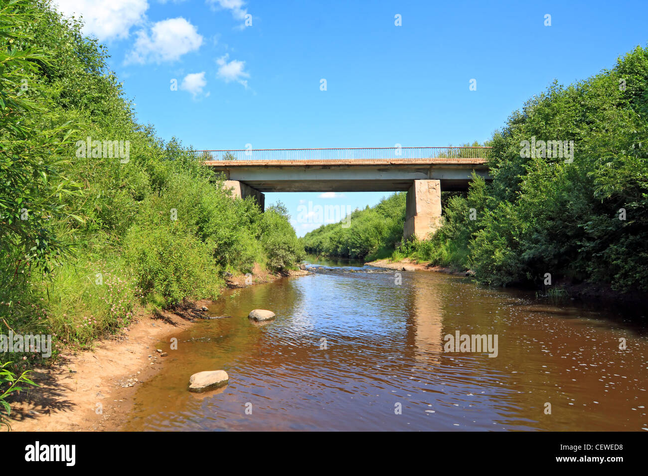 old car bridge through small river Stock Photo - Alamy