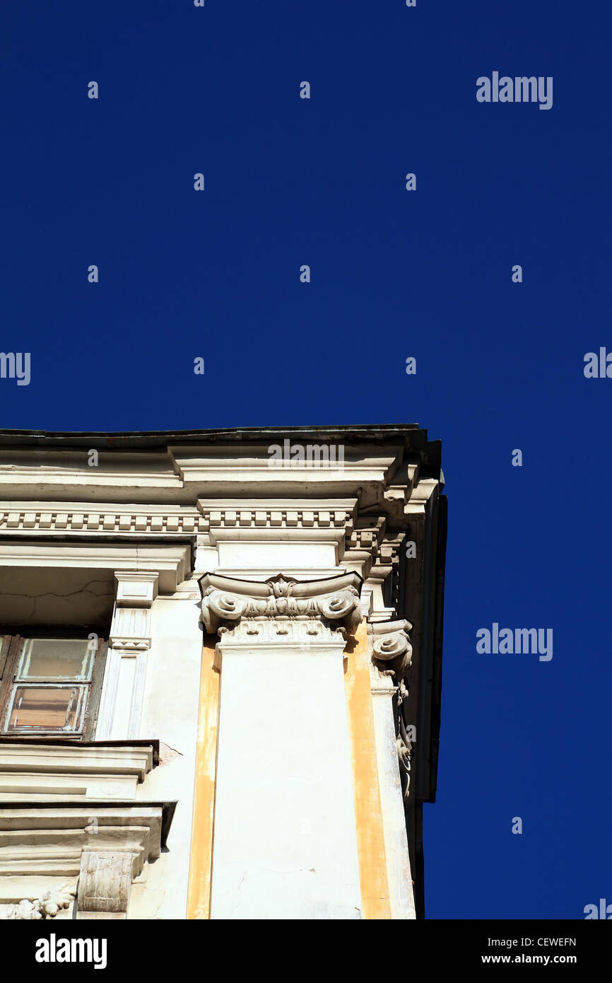 ancient brick building on blue background Stock Photo - Alamy