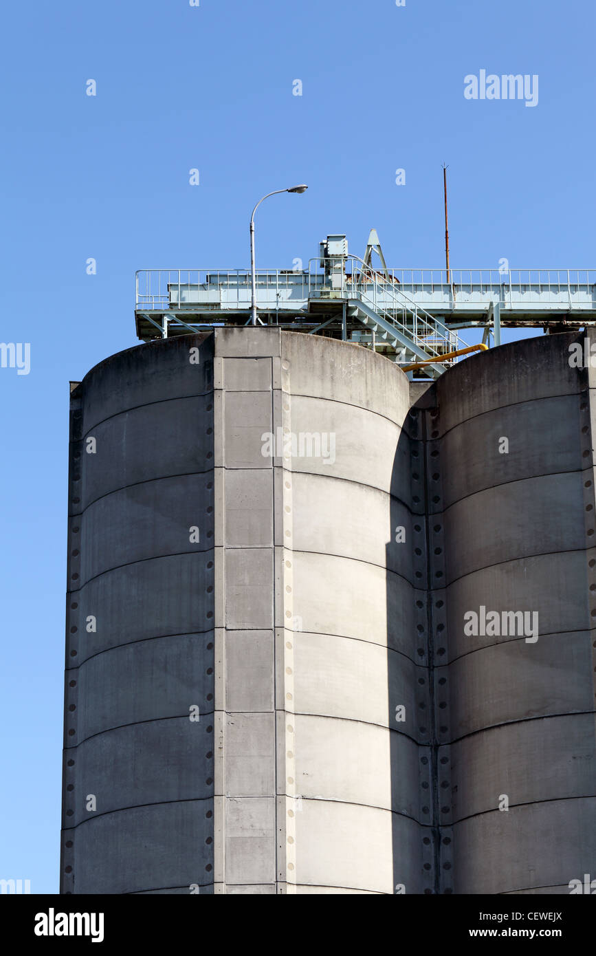 Photograph of storage silo and blue sky Stock Photo - Alamy