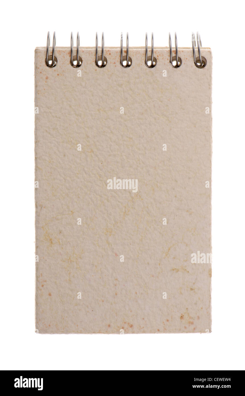 Small notebook made of hand made paper with metal spiral isolated on ...