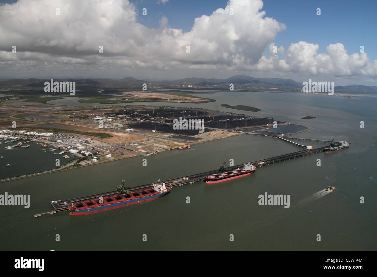 Gladstone, Queensland aerial view showing coal loading port Stock Photo ...