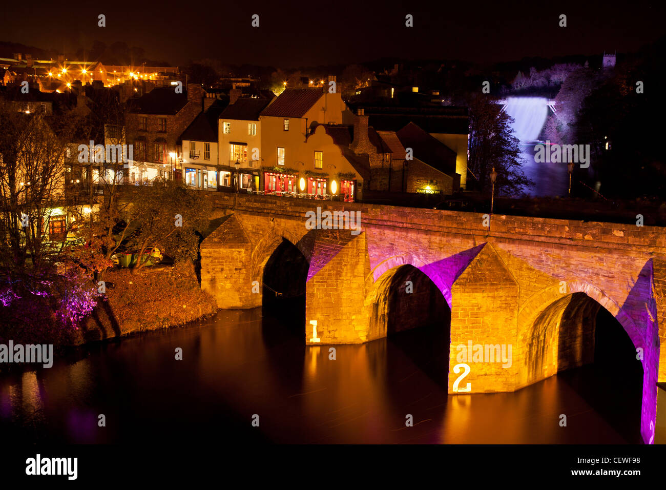 Elvet bridge in durham city during the lumiere hi-res stock photography ...