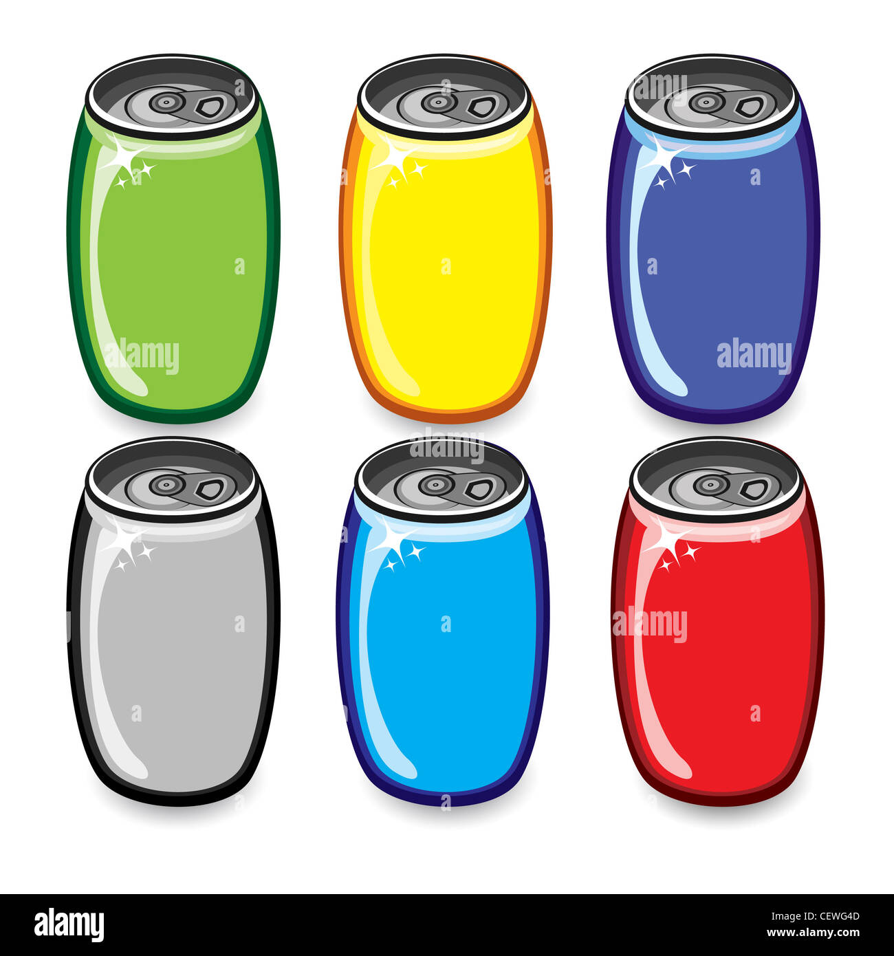 Colorful drink cans. Illustration on white background Stock Photo - Alamy