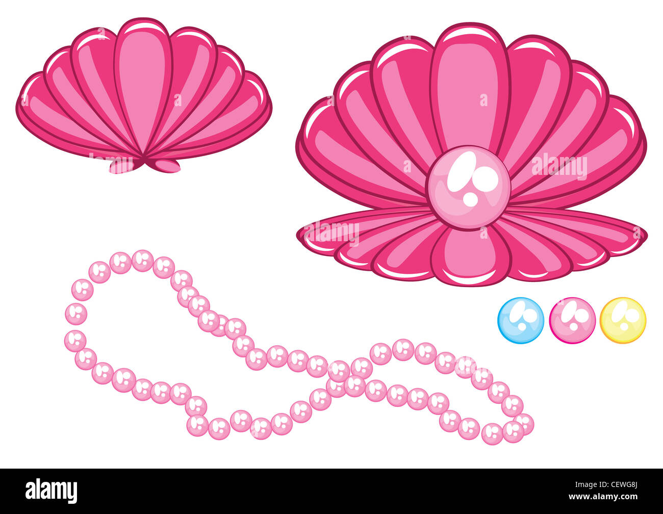 Marine cockleshell with a pearl. Illustration on white background Stock ...