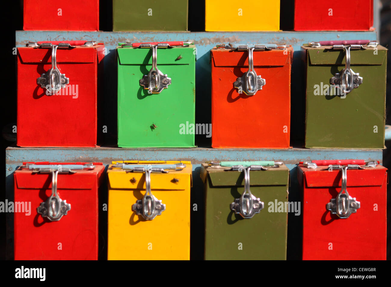 Multi coloured boxes Stock Photo - Alamy
