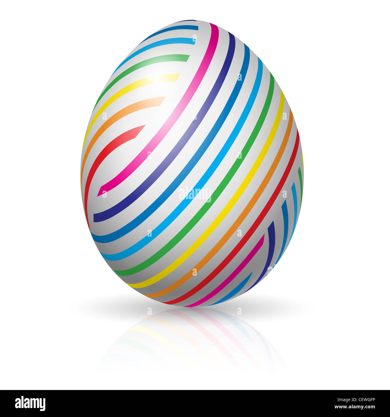 Beautiful easter egg with colorful stripes. Illustration on white ...