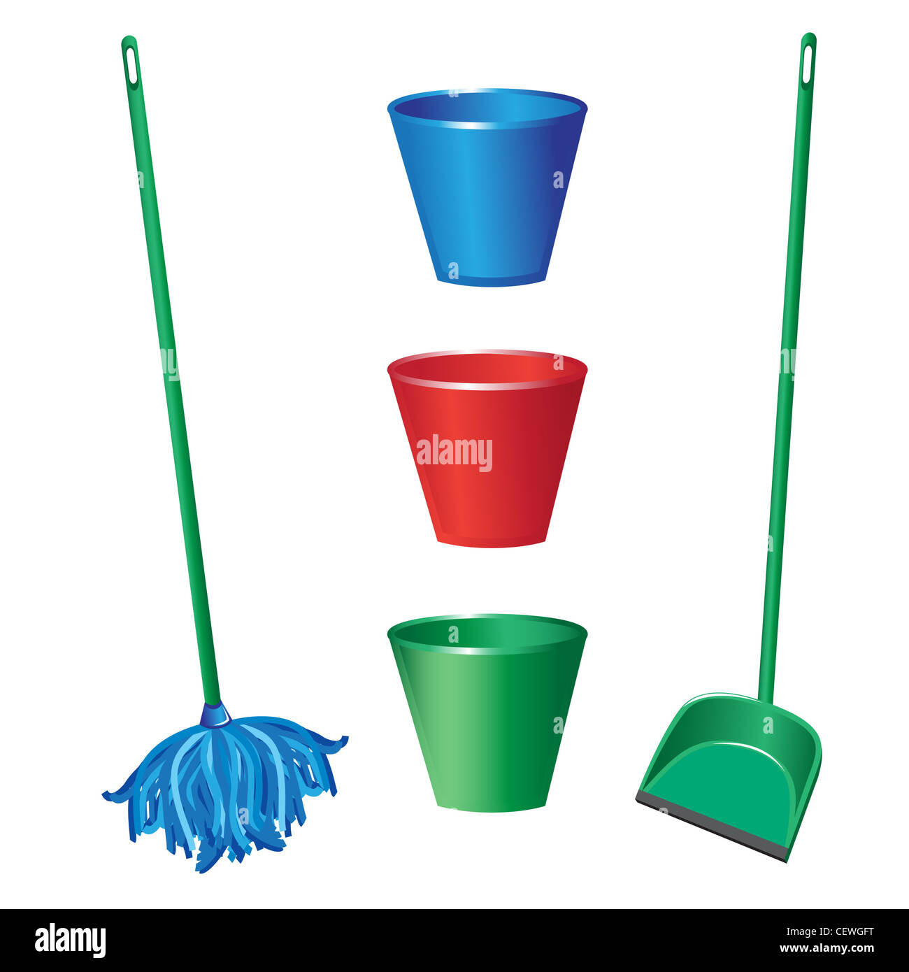 Floor cleaning objects. Illustration on white background Stock Photo ...