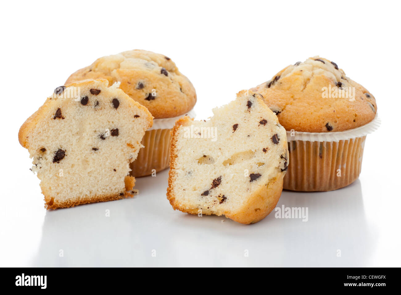 Fresh chocolate chip muffin close up Stock Photo - Alamy