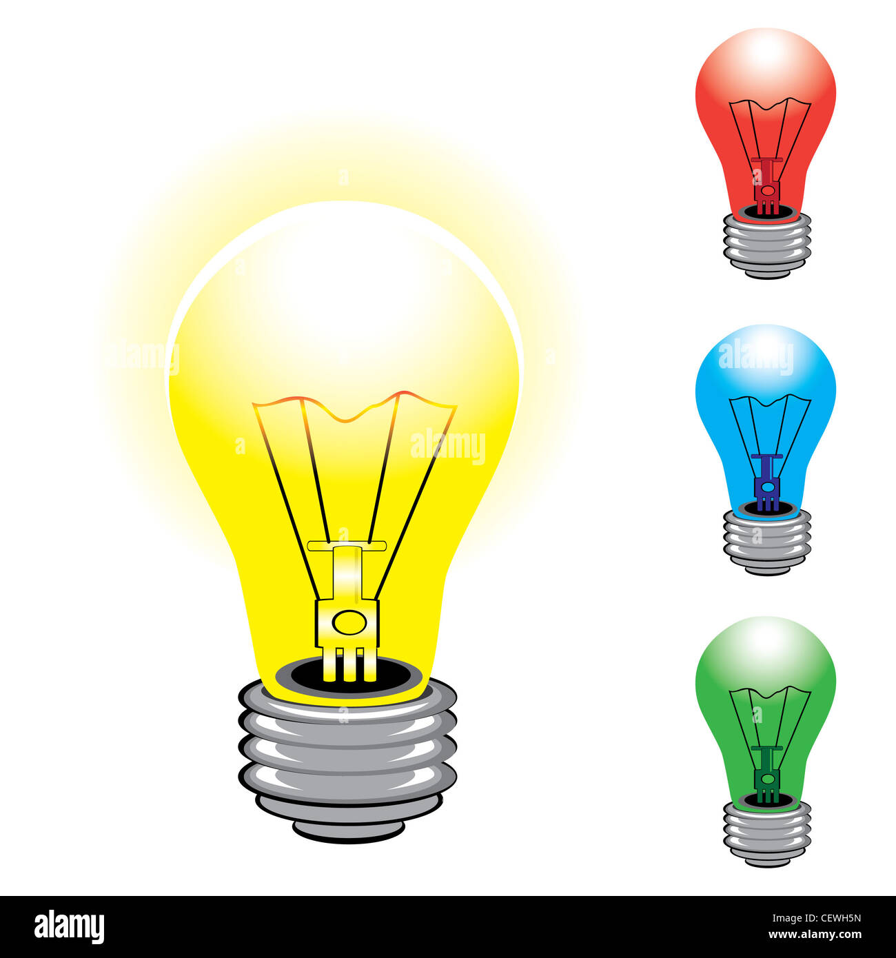 Set of colorful light bulbs. Illustration on white background Stock ...