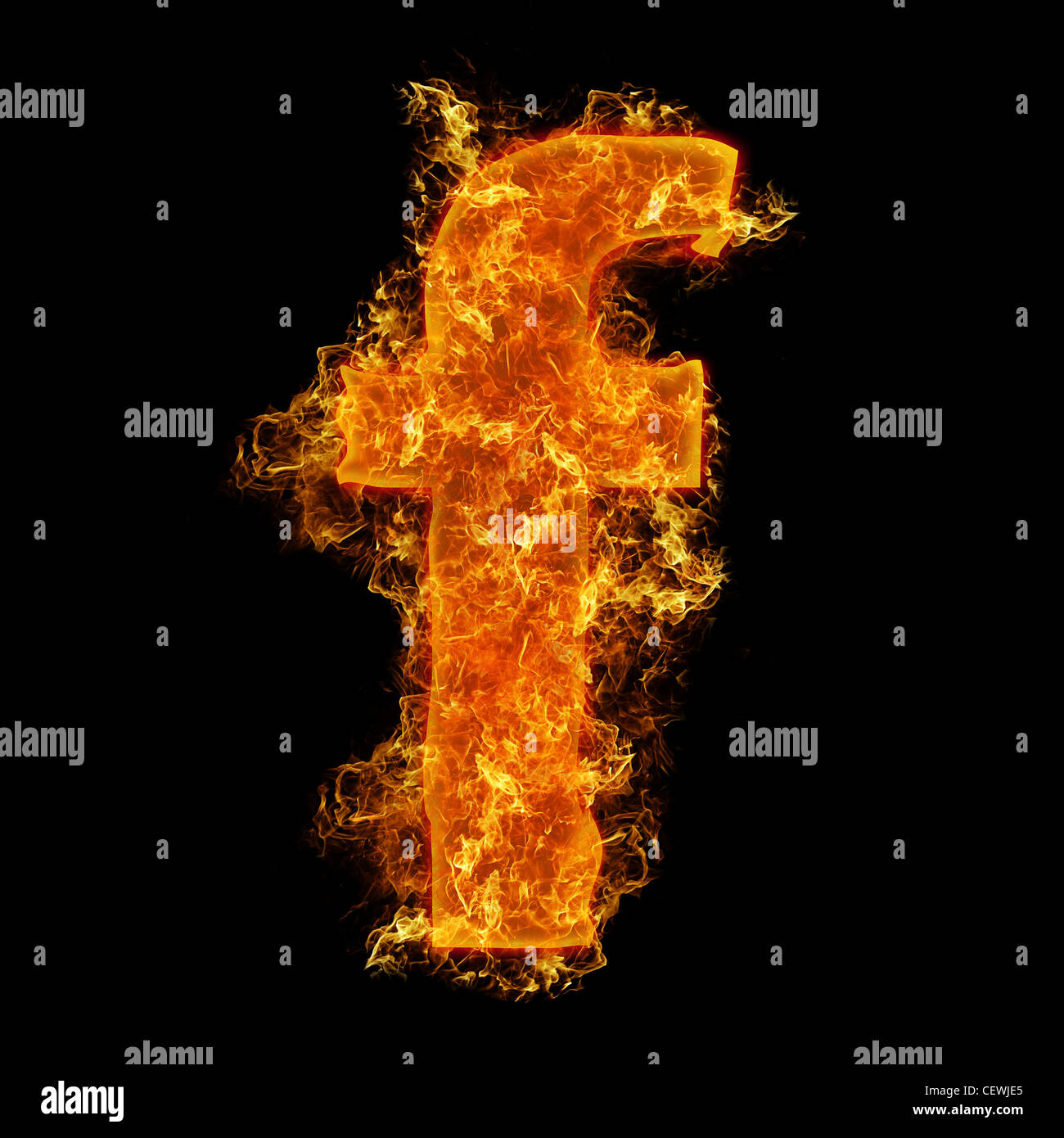 Fire small letter F on a black background Stock Photo - Alamy