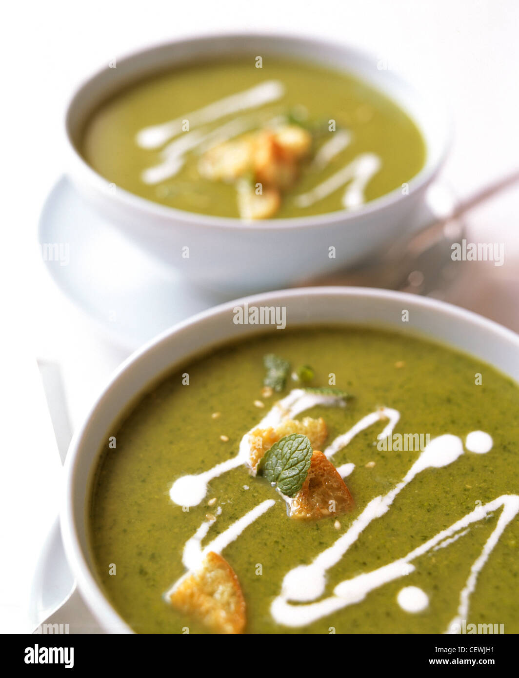 Garden Pea and Watercress Soup Sesame Croutons The bright colour of ...