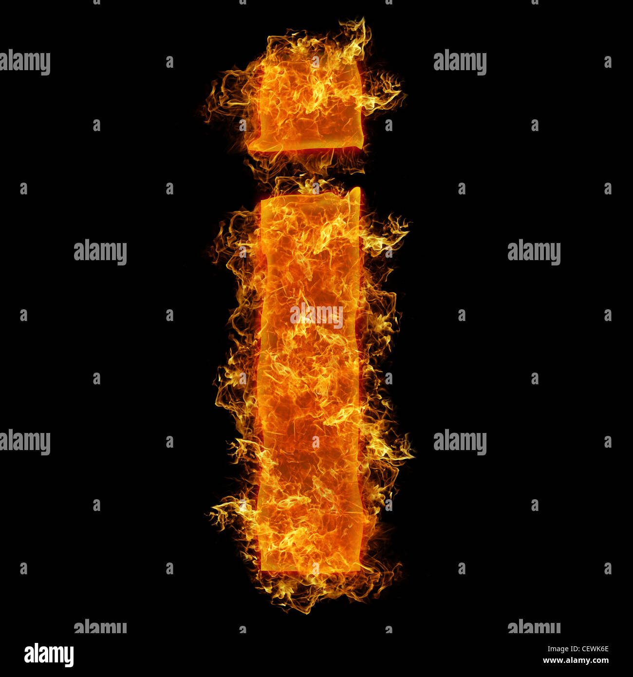 Fire small letter I on a black background Stock Photo - Alamy