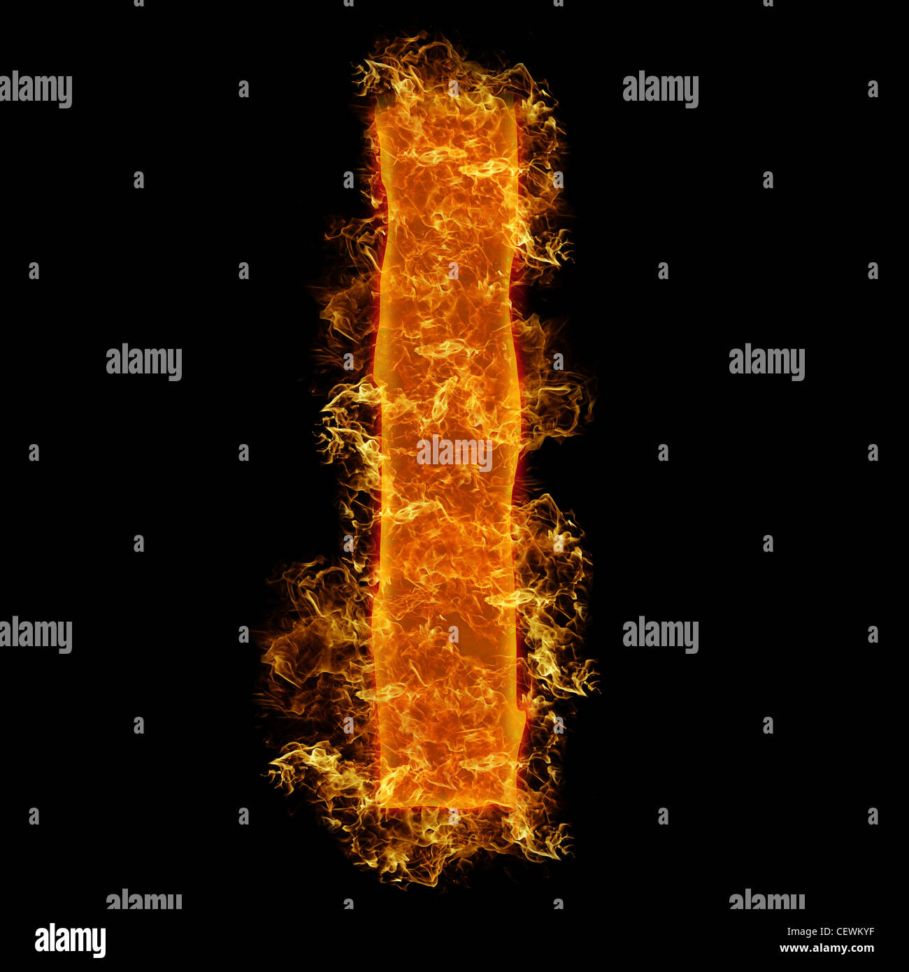 Fire small letter L on a black background Stock Photo - Alamy