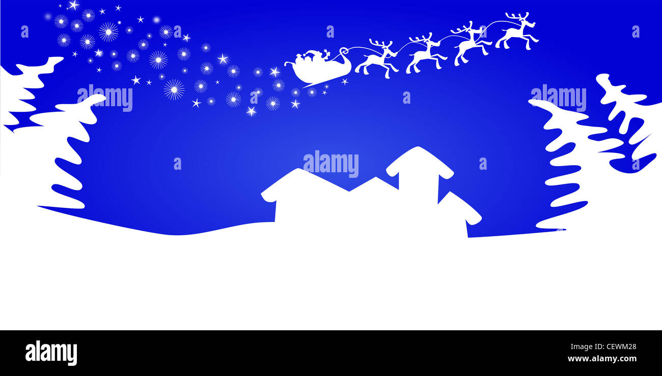 Christmas background with Santa Claus and winter landscape Stock Photo ...