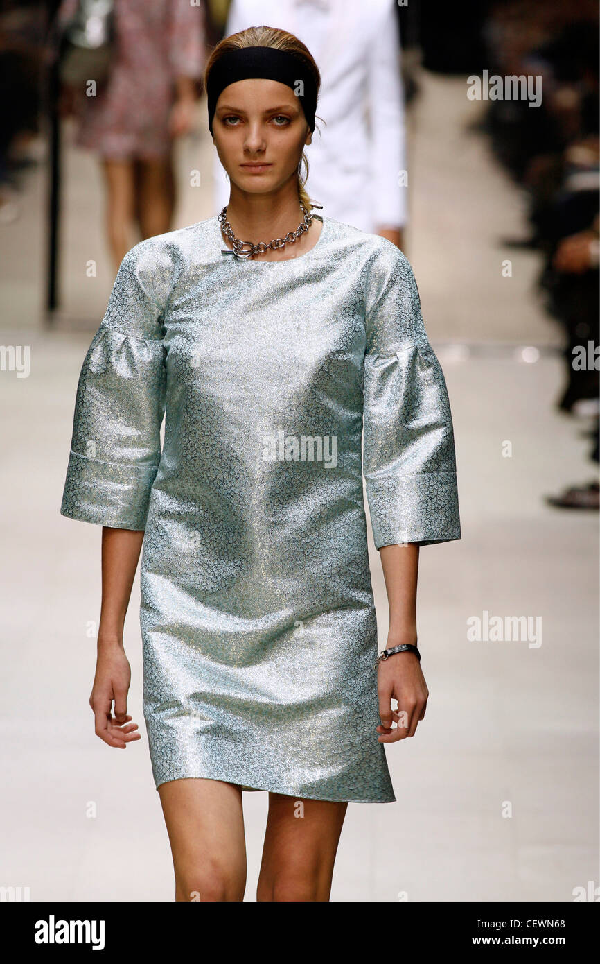 Burberry Prorsum Milan Ready to Wear Spring Summer Light blue metallic ...