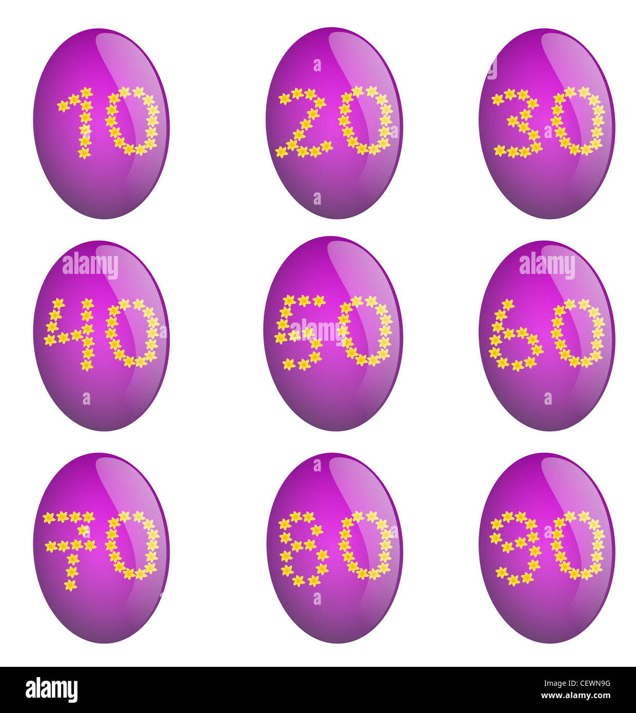 Colorful Easter eggs with numbers Stock Photo - Alamy