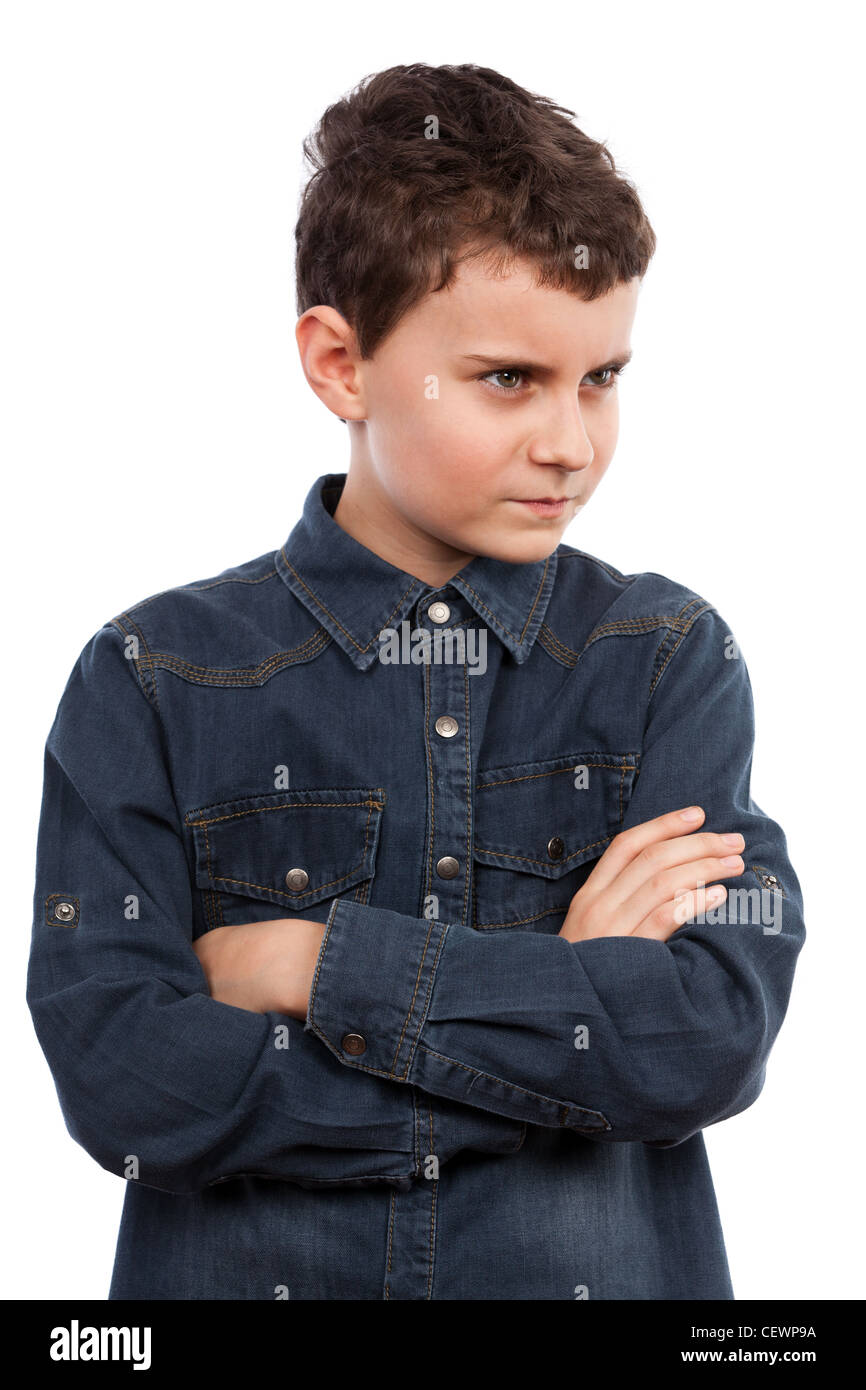 Closeup portrait of an angry boy with his arms folded Stock Photo - Alamy