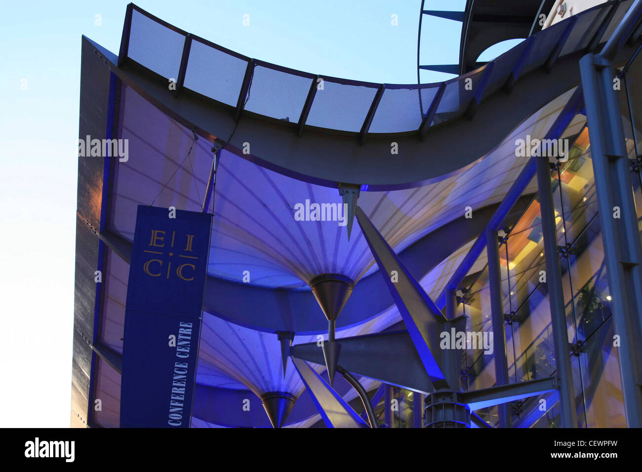 Edinburgh International Conference Centre at night. Completed in 1995 ...