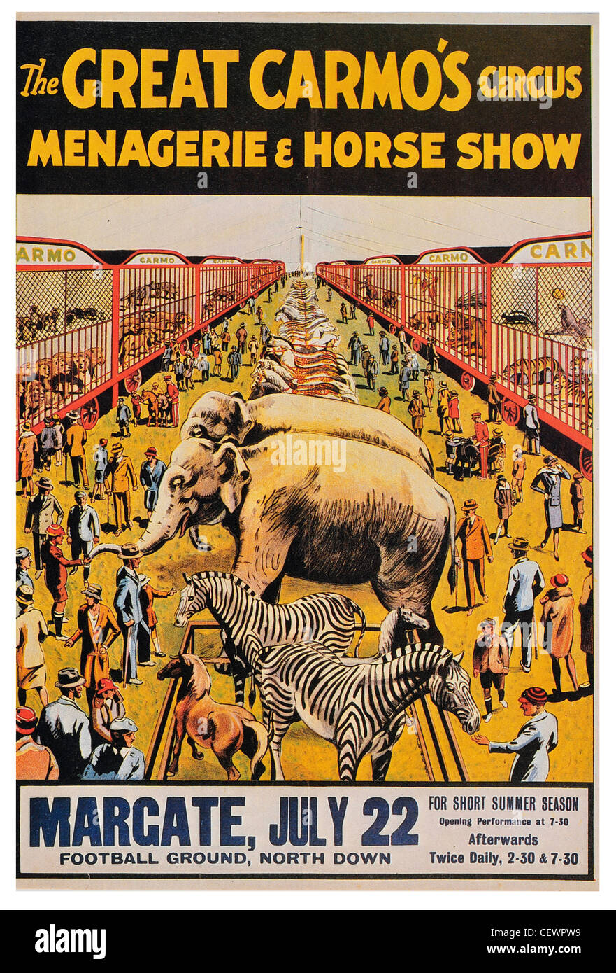 1928 Great Carmo's Circus Menagerie and Horse show Stock Photo - Alamy