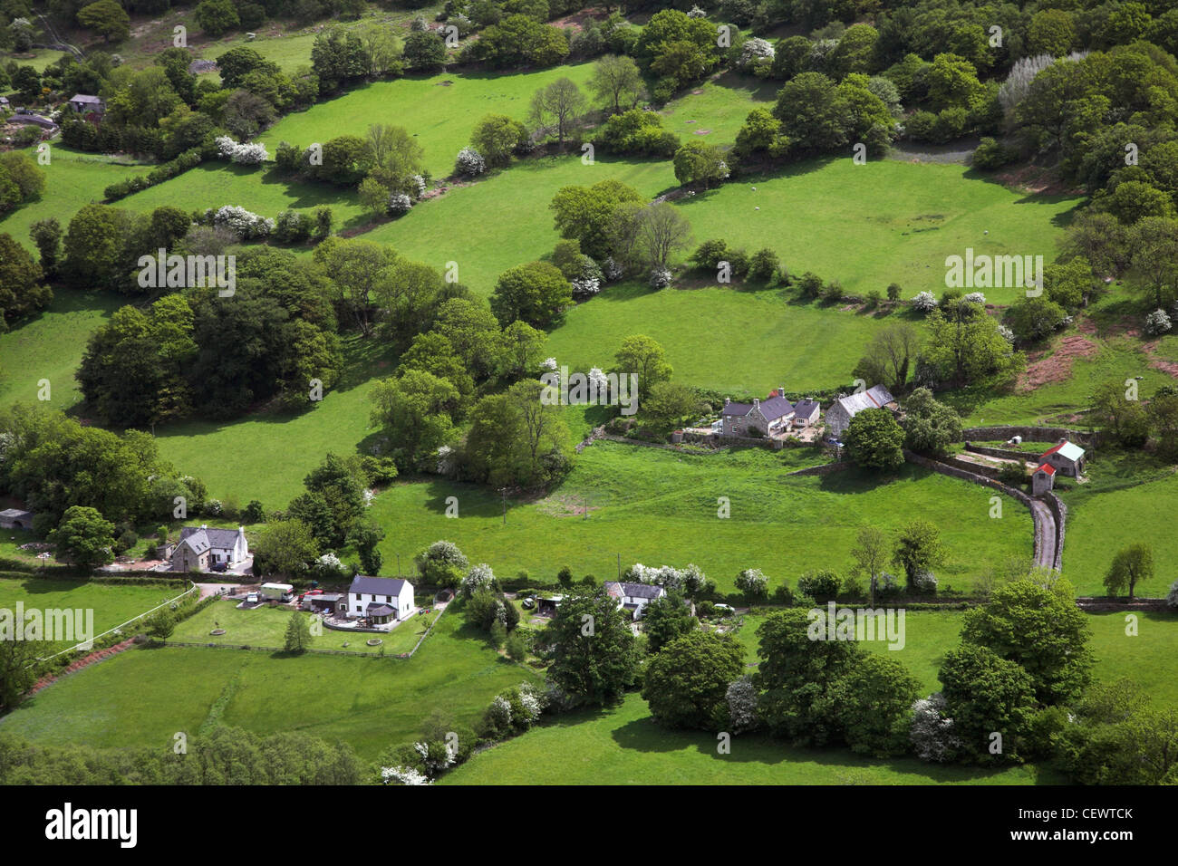 Country cottages and green fields Stock Photo - Alamy