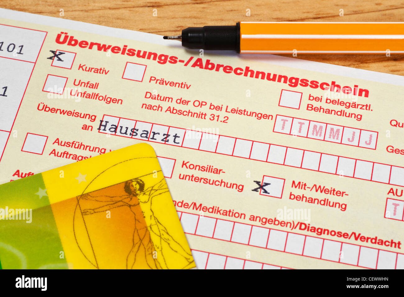 Detail photo of a German letter of referral to general practitioner, a ...