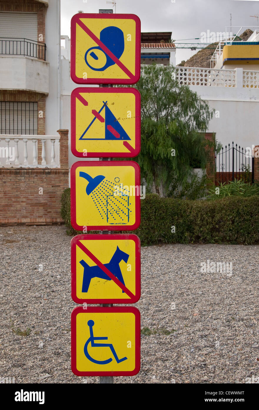 Permitted and Prohibited Sign on a beach Stock Photo - Alamy