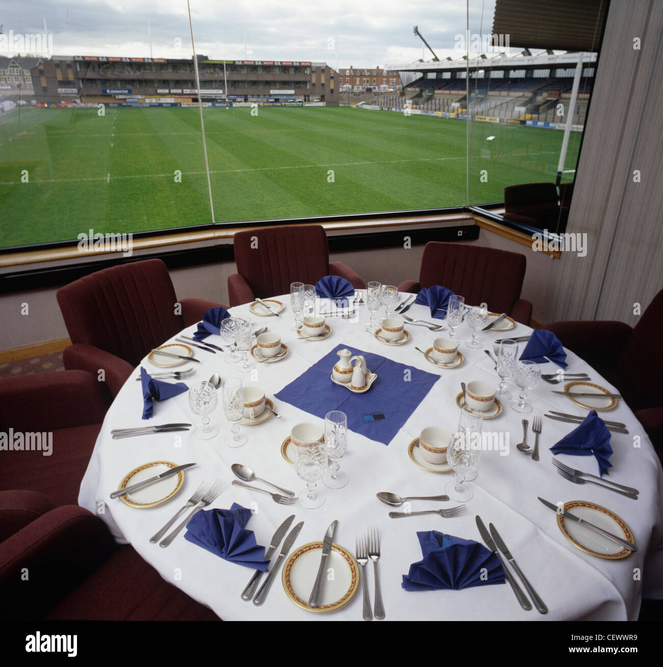 Table laid up in a Hospitality Box at a Sports Ground Stock Photo - Alamy