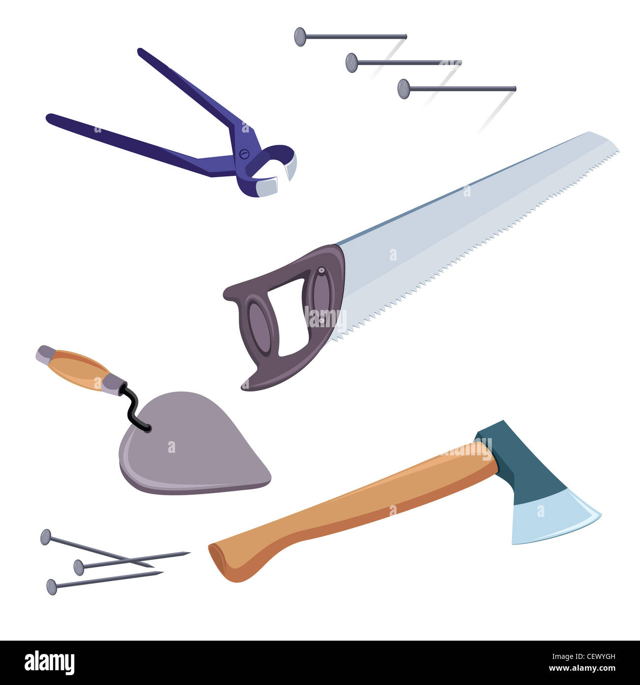 A selection of common tools used for construction and repair Stock ...