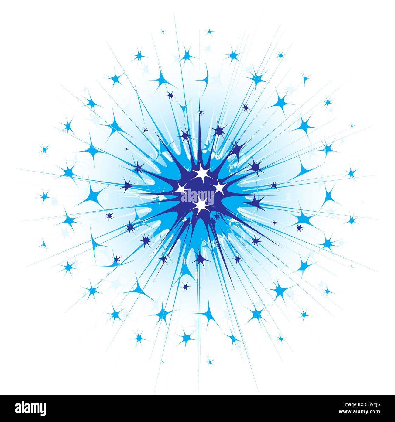 illustration of blue stars explode on white background Stock Photo - Alamy