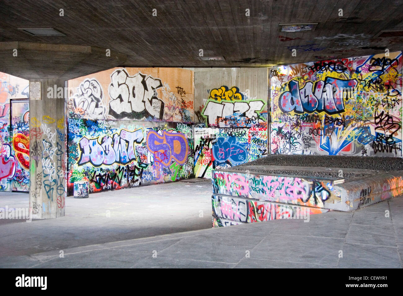 Graffiti under the cultural complex on the South Bank of London Stock ...