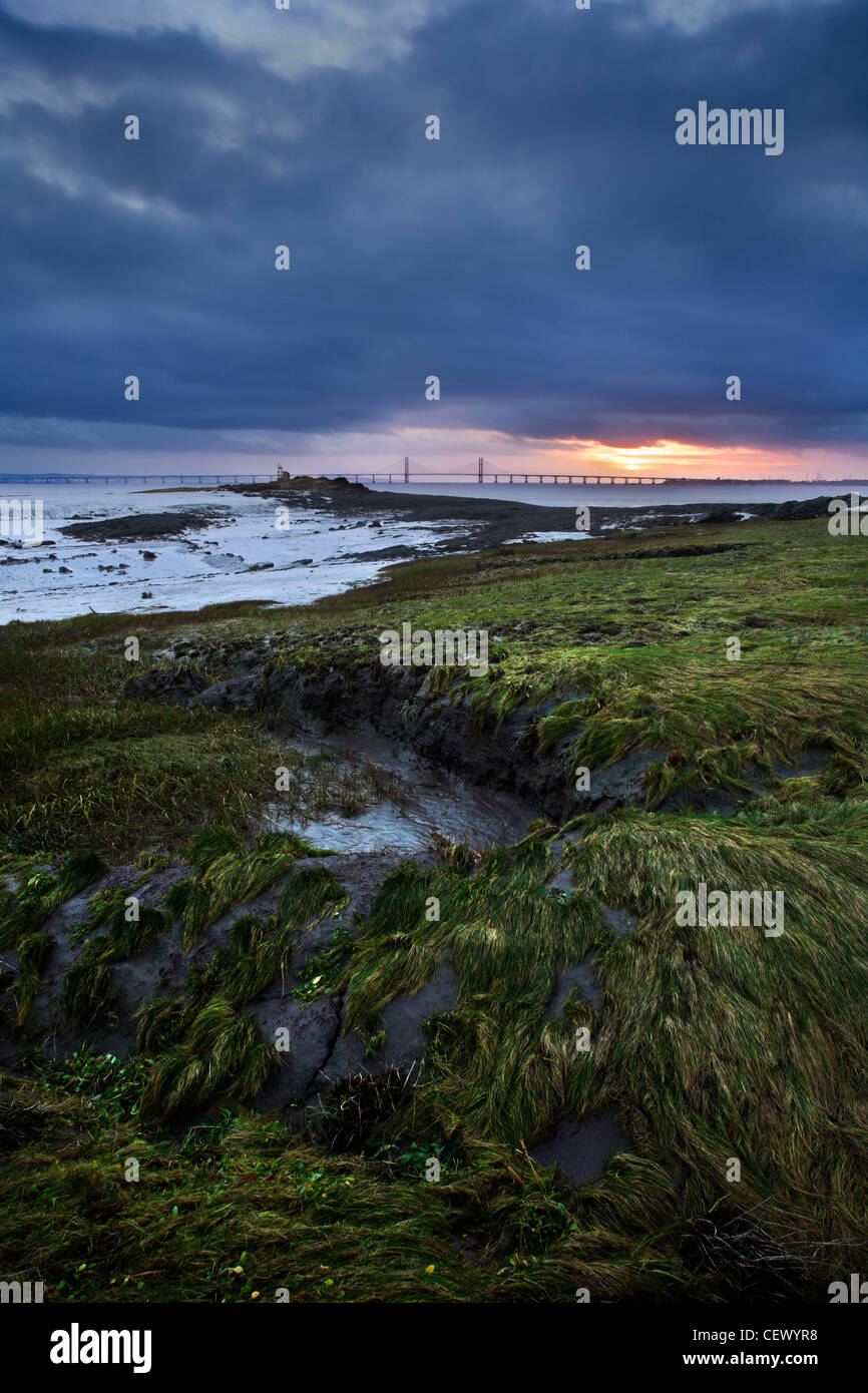 The Severn Bridge crossing the River Severn to provide a link between ...