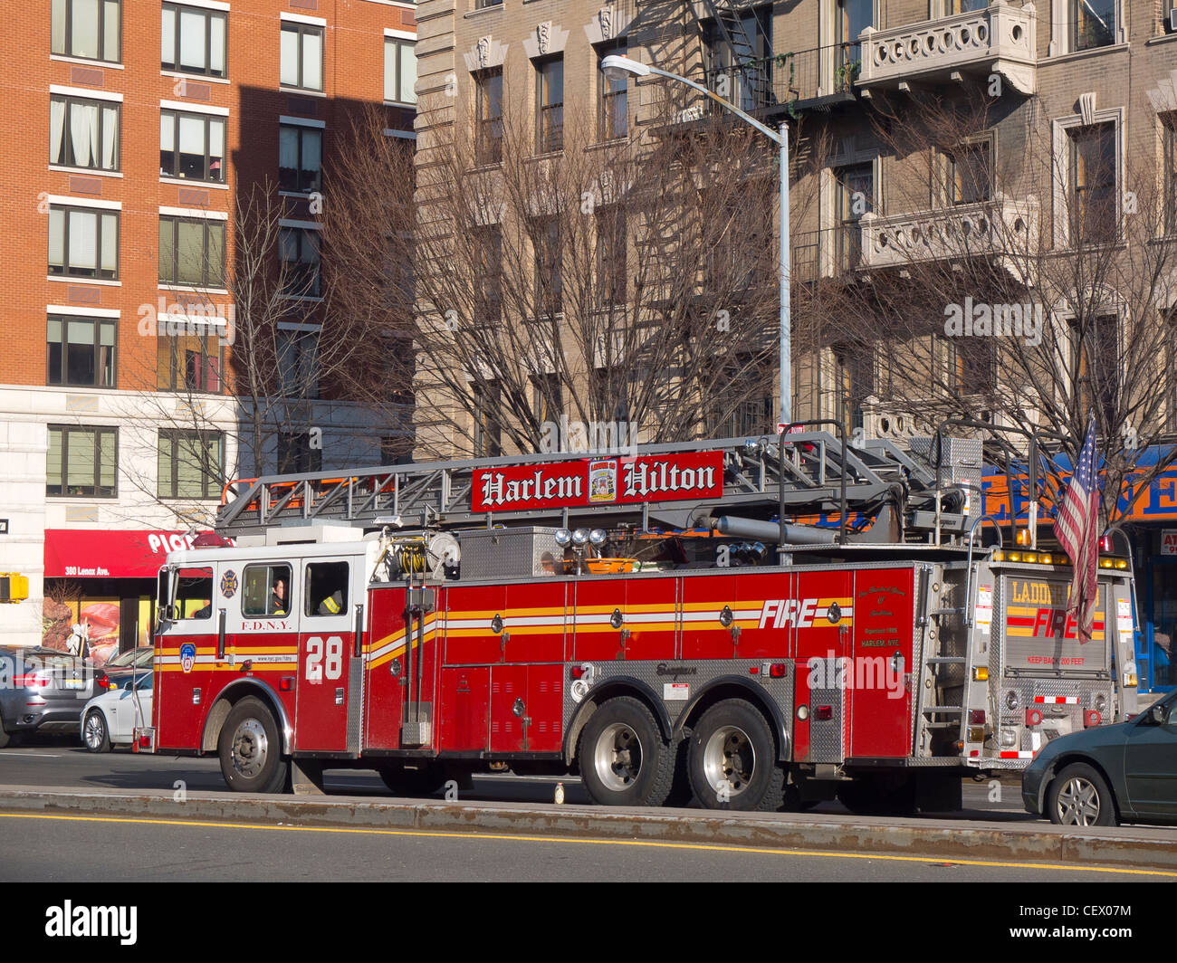 Harlem Hilton firetruck Stock Photo - Alamy