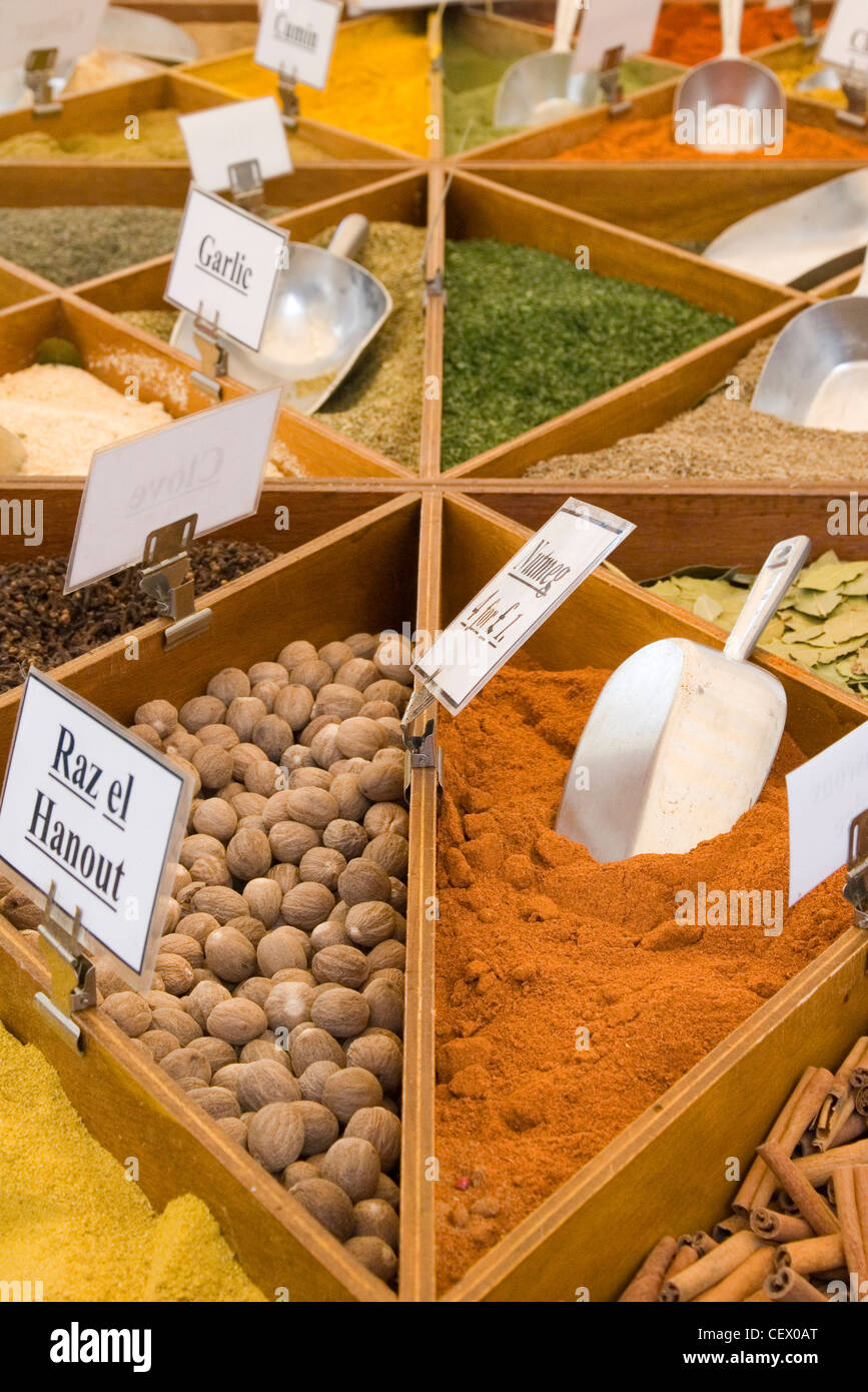 Spices at a French Market in Broad Street, Oxford Stock Photo - Alamy