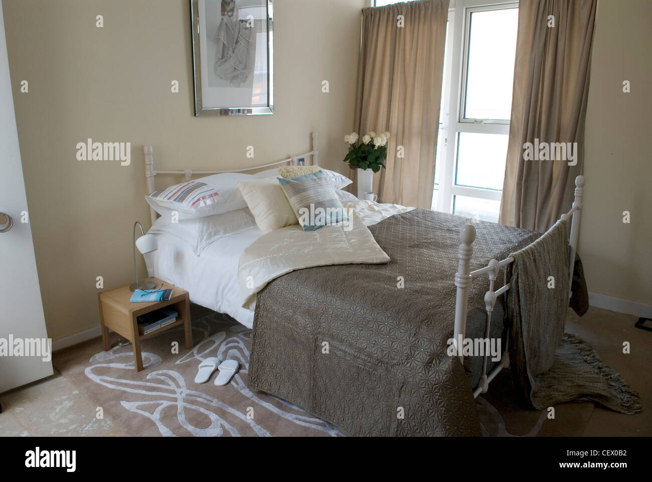 Bedroom interior with neutral tones Stock Photo - Alamy