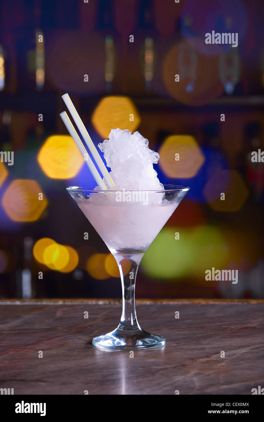 pink frozen cocktail on the wooden bar Stock Photo - Alamy
