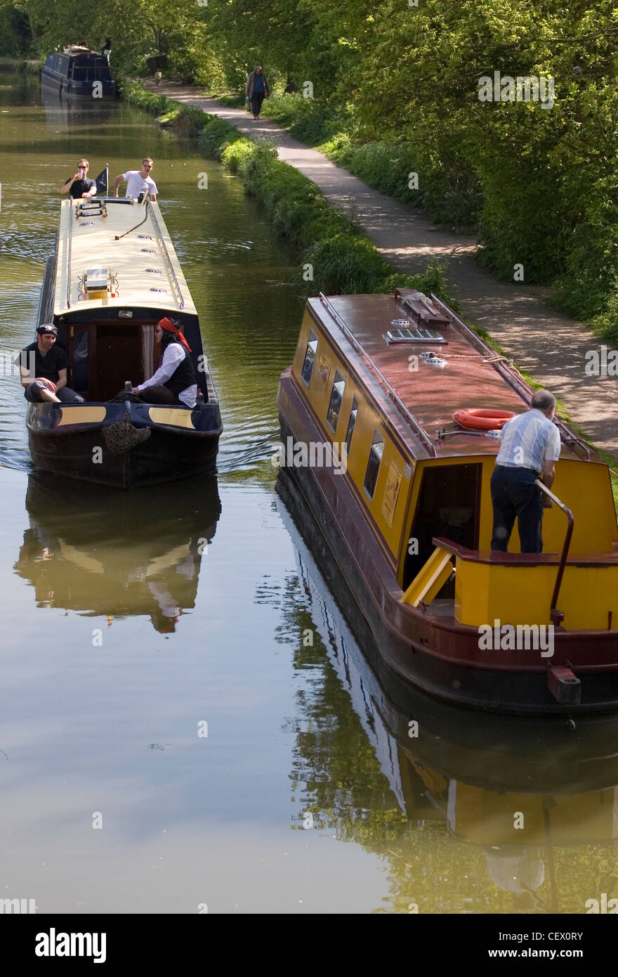 Narrow boats on the Oxford Canal Stock Photo - Alamy